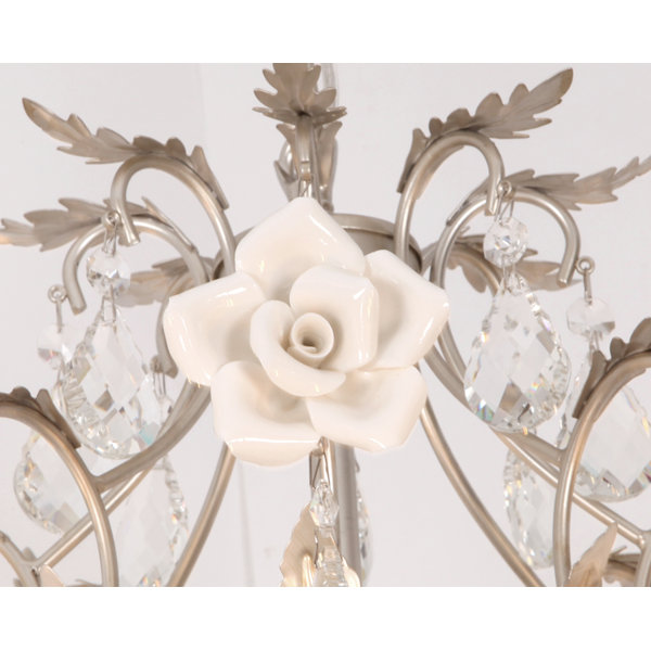 House of Hampton® 29 Inch Classic Tiered Chandelier with Crystal Accents and Rose for Farmhouse ...